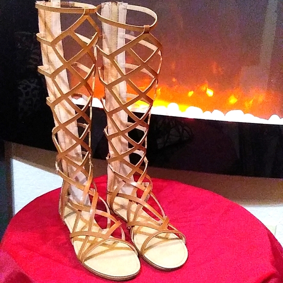 JustFab | Shoes | Megara Cognac Sandal Boots | Poshmark